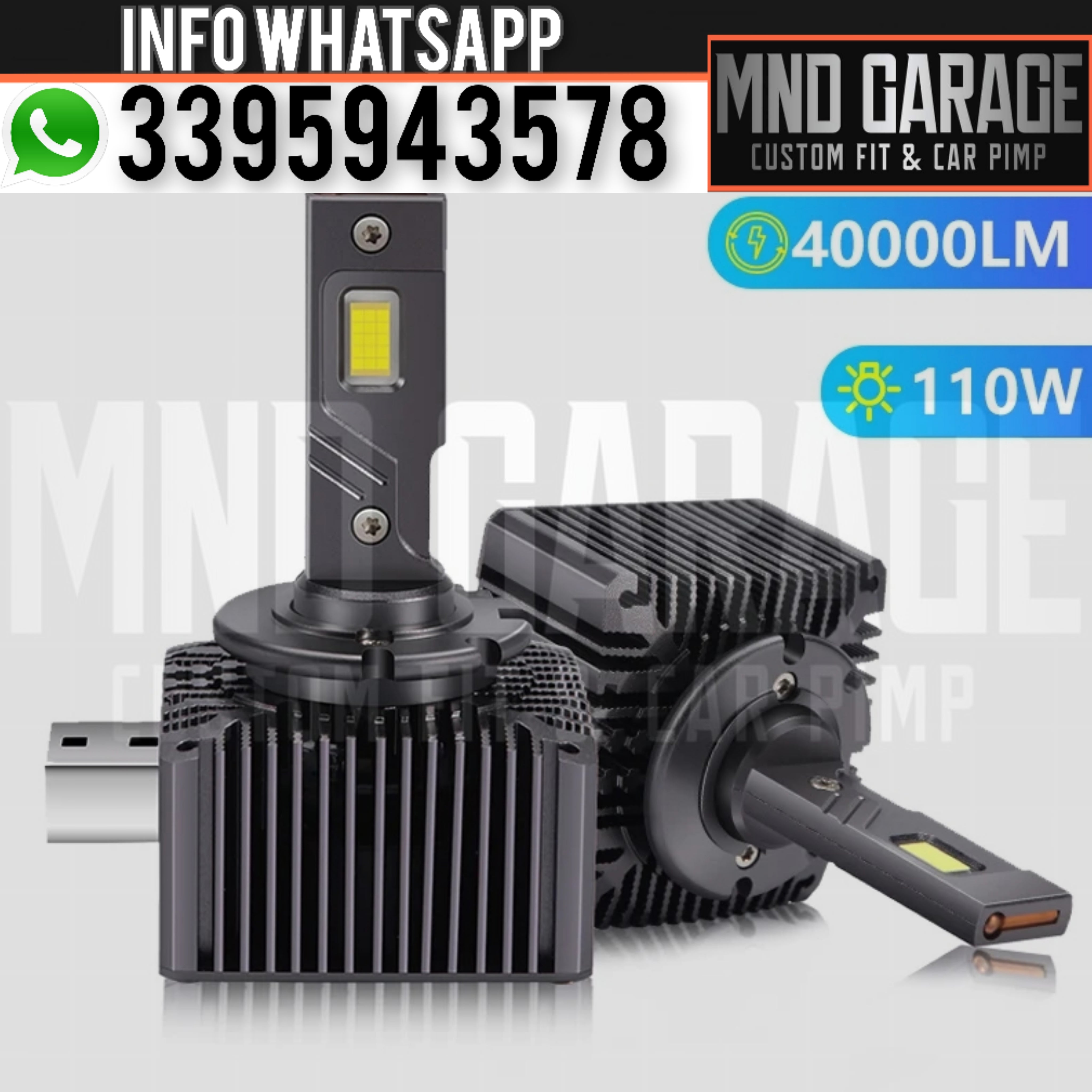 KIT CONVERSIONE LED PER XENON/BIXENON 40000LM 6000K D1S D2S D3S D4S D5 – Mnd Garage